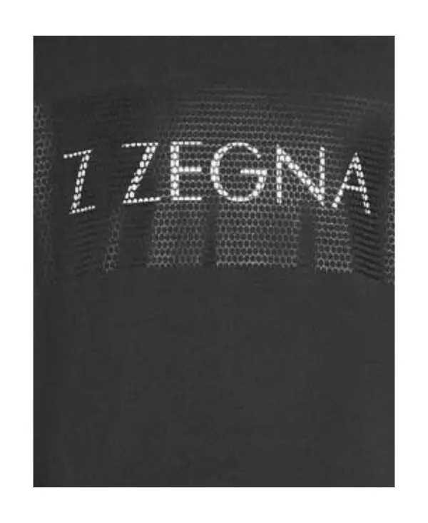 Zegna Long-sleeved Sports Sweater With Patterned Chest And Mesh Logo