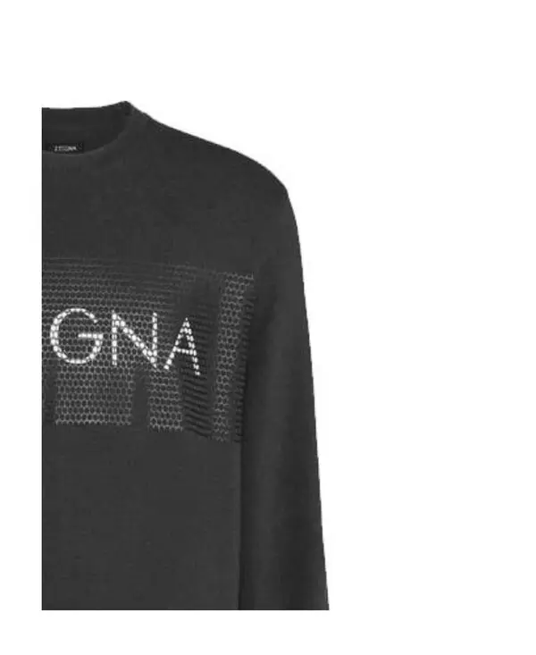 Zegna Long-sleeved Sports Sweater With Patterned Chest And Mesh Logo