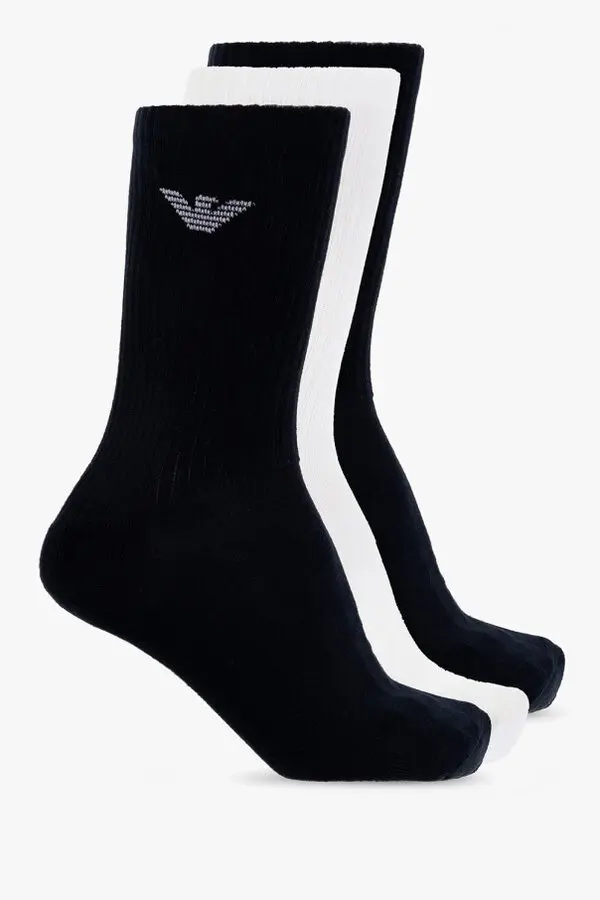 Emporio Armani Logo Socks Three Pack - Black