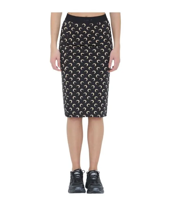 MARINE SERRE Moon Print Knit Midi Skirt