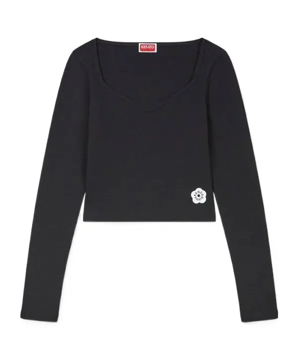 Kenzo Ribbed Long-sleeve Top With Logo Detail