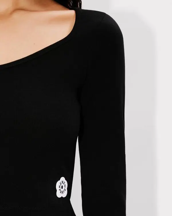 Kenzo Ribbed Long-sleeve Top With Logo Detail