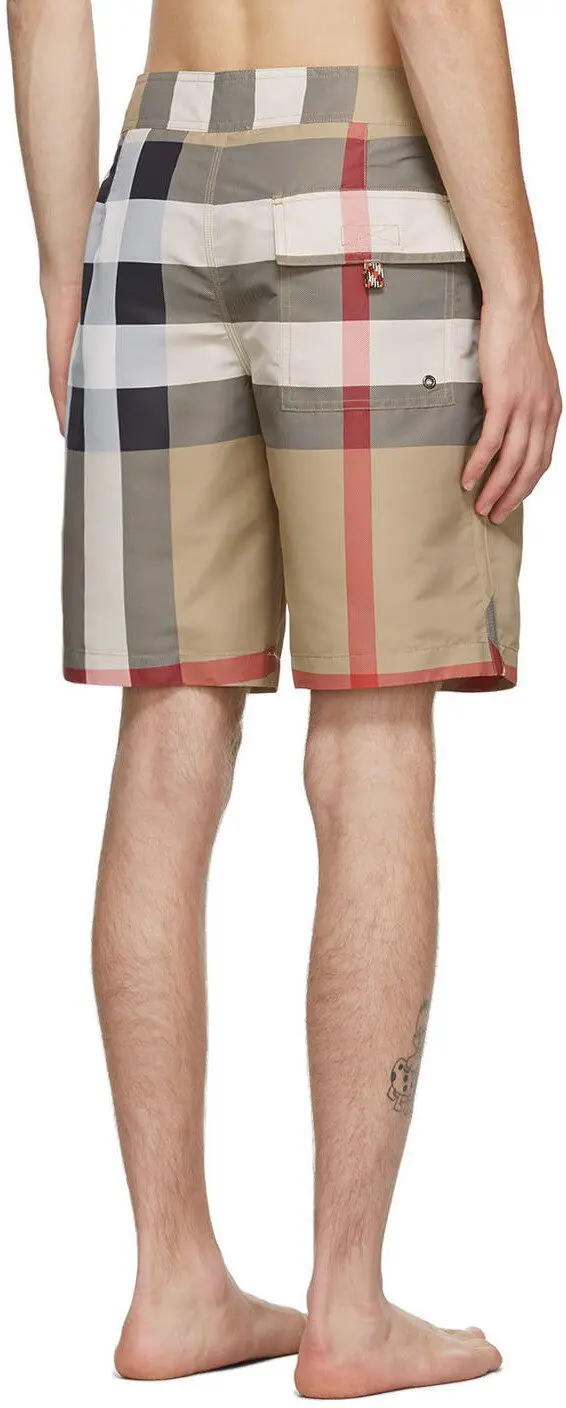 Burberry Checked Swim Shorts With Rope Tie - Multi-color