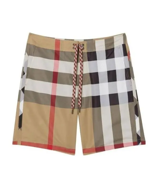 Burberry Checked Swim Shorts With Rope Tie - Multicolor
