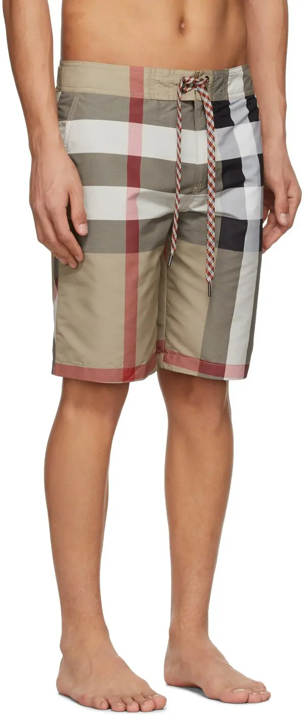 Burberry Checked Swim Shorts With Rope Tie - Multicolor