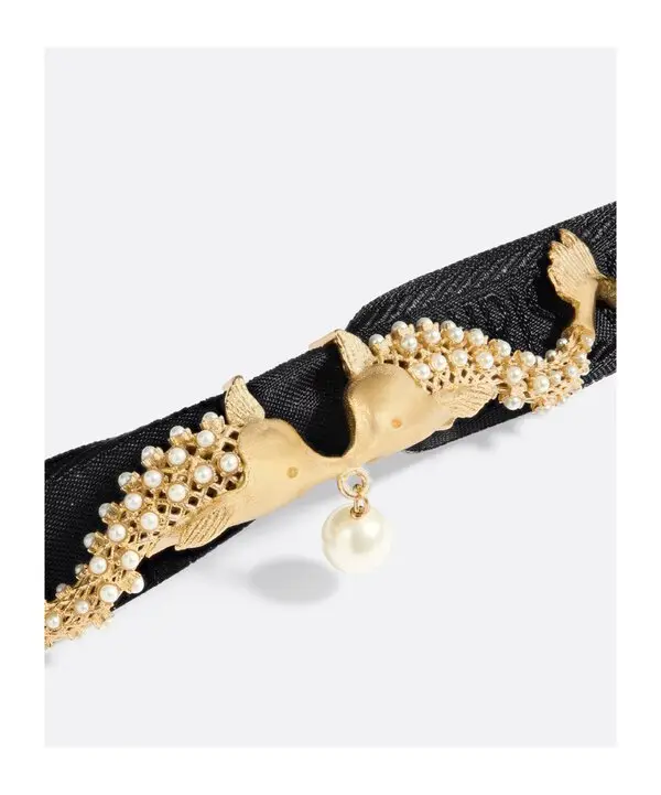 Dior Technical Fabric Choker With Gold-plated Arabesque And Pearl Detail