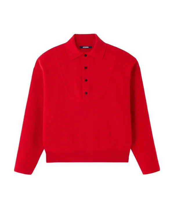 Jacquemus The Pallone Vareuse-style Knit Polo Sweater - Red