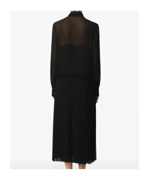 AMI Paris Long-sleeved Pleated Midi Dress