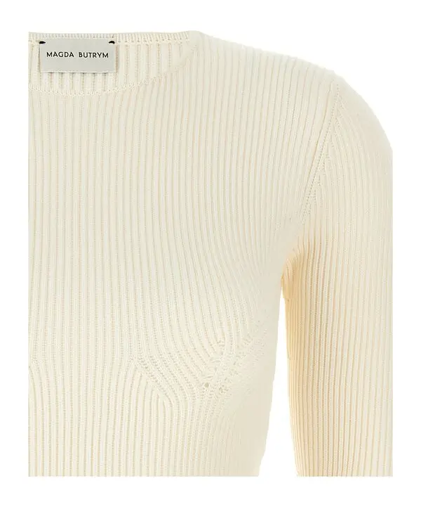 Magda Butrym Sculpted Rib Knit Top - White