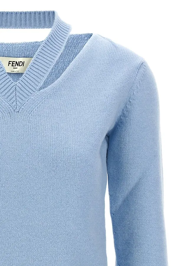 Fendi Off-the-shoulder Long-sleeved Pullover