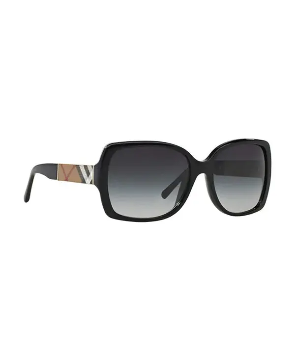 Burberry Square Frame Sunglasses With Logo Design - Black