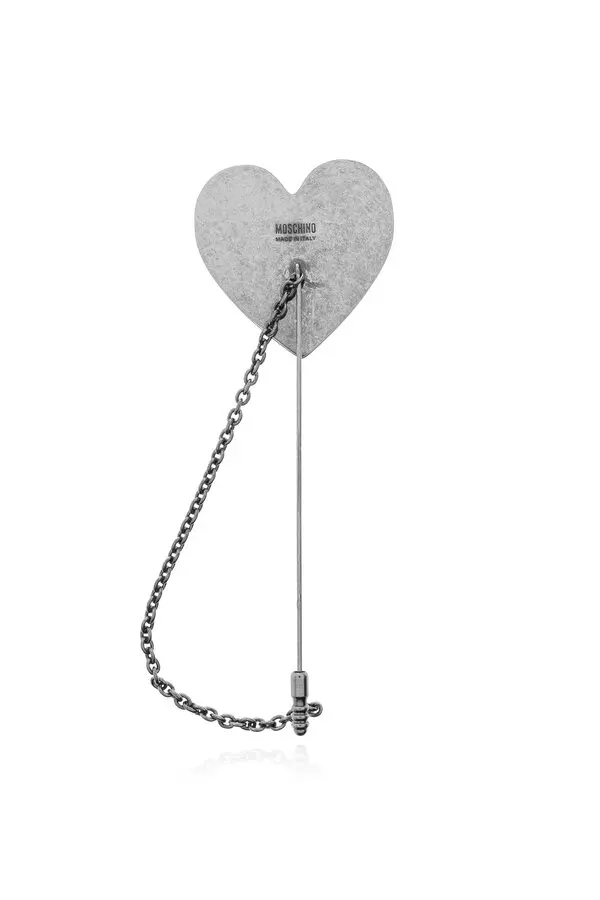 Moschino Heart-shaped Brooch With Chain