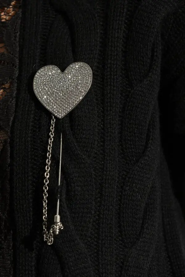 Moschino Heart-shaped Brooch With Chain
