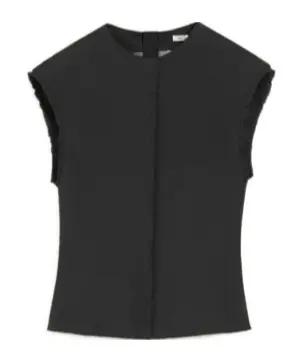 Ami Sleeveless Top With Raw Edge Trimming - Black