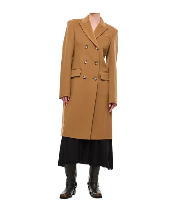 Sportmax Double-breasted Long-sleeved Coat - Brown