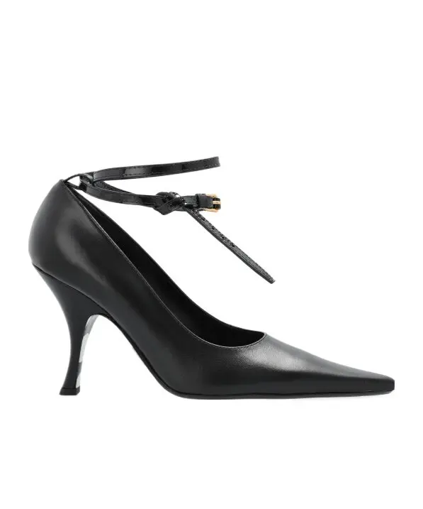 Moschino Pointed Toe Stiletto Heel Pumps With Ankle Strap