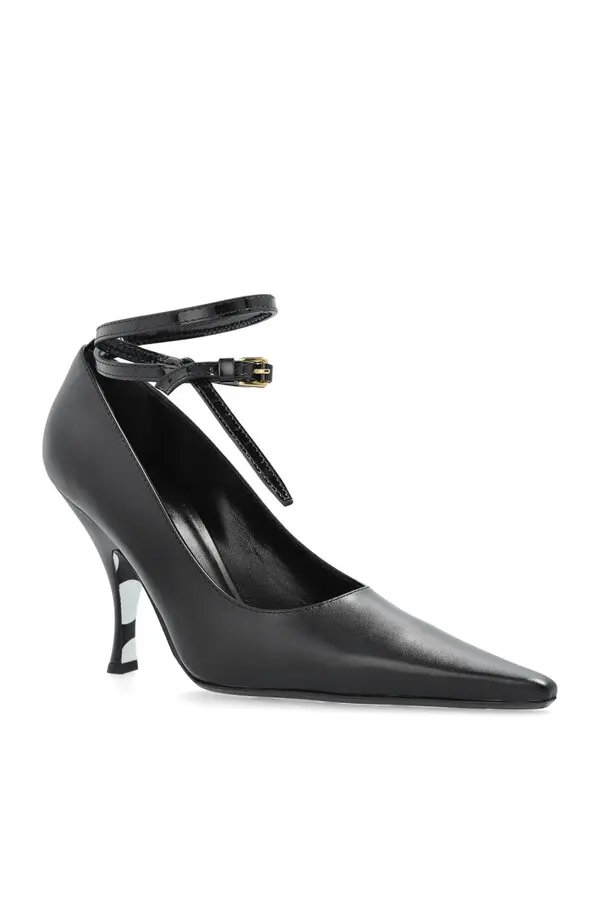 Moschino Pointed Toe Stiletto Heel Pumps With Ankle Strap