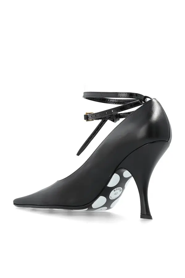 Moschino Pointed Toe Stiletto Heel Pumps With Ankle Strap