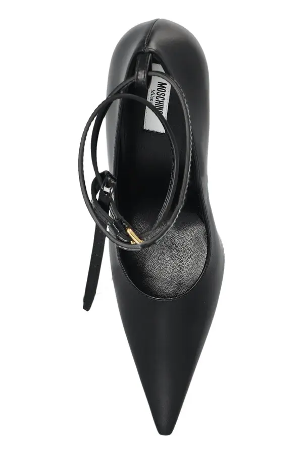 Moschino Pointed Toe Stiletto Heel Pumps With Ankle Strap