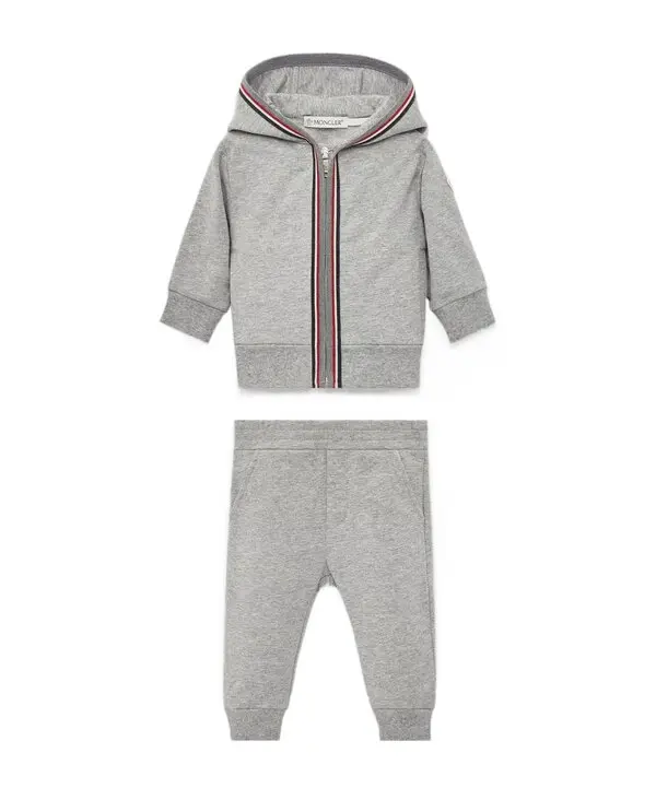 Moncler Tracksuit With Logo Patch And Striped Trim