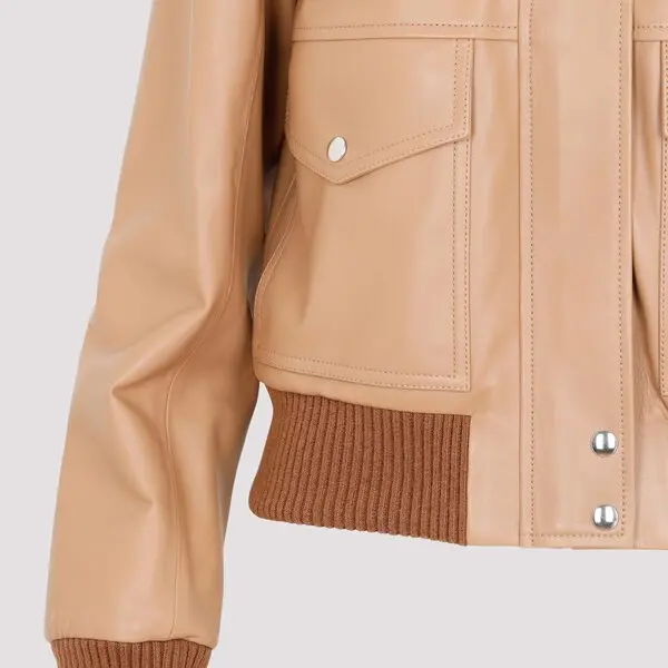 Loewe Zip-up Leather Pilot Jacket With Shearling Collar