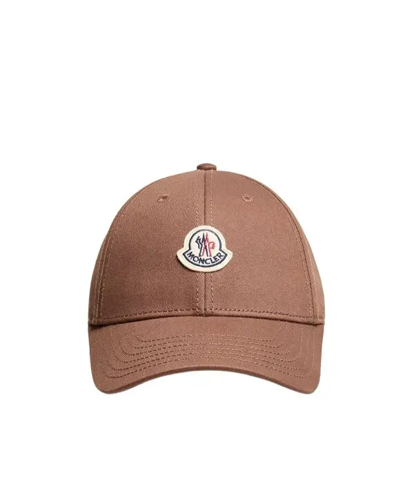 Moncler Gabardine Baseball Cap With Logo Patch - Brown