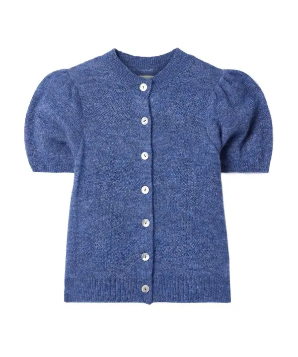 DÔEN Anisa Puff-sleeve Cardigan - Blue