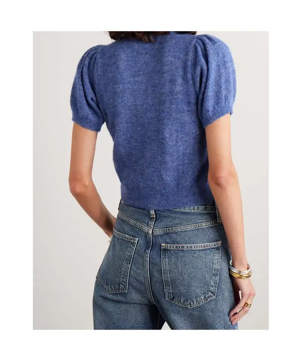 DÔEN Anisa Puff-sleeve Cardigan - Blue
