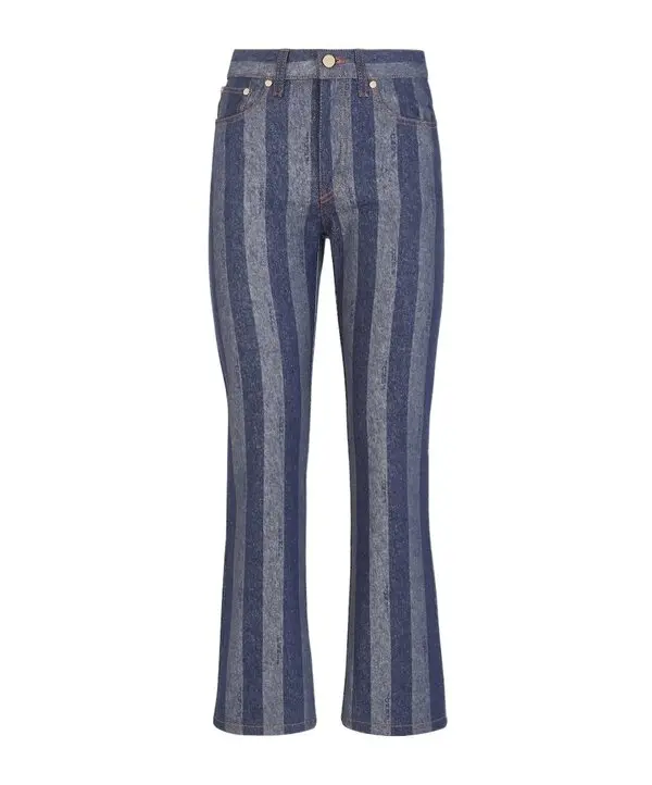 Fendi Striped Jeans With Embroidered Logo