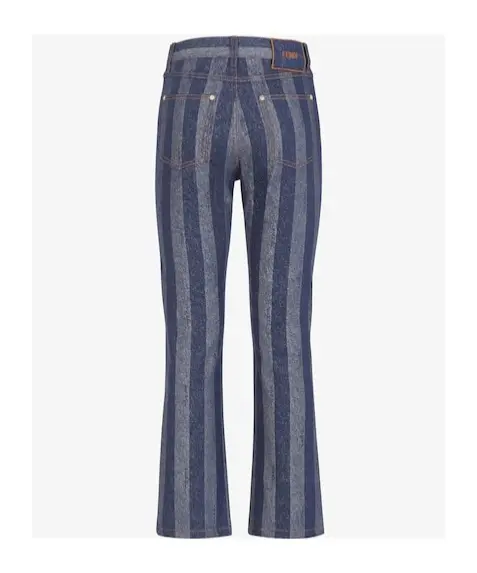 Fendi Striped Jeans With Embroidered Logo