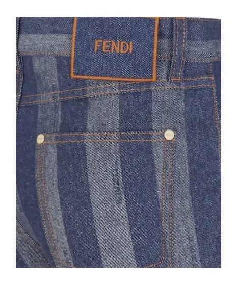 Fendi Striped Jeans With Embroidered Logo