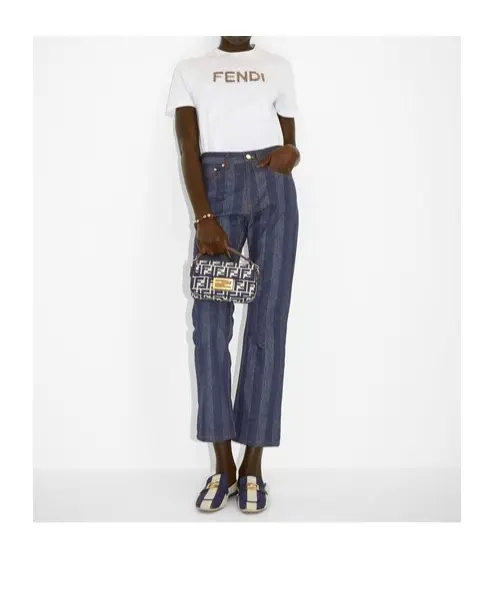 Fendi Striped Jeans With Embroidered Logo