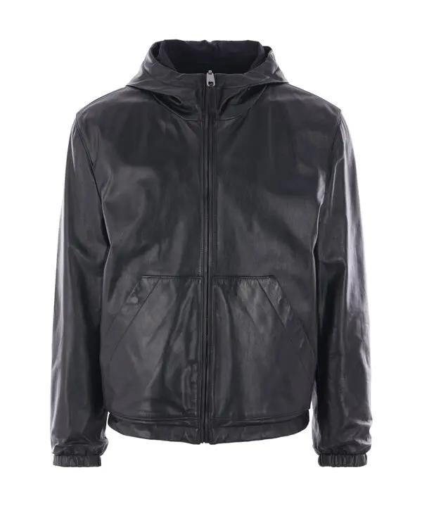Dolce & Gabbana Logo Plaque Hooded Bomber Jacket - Black