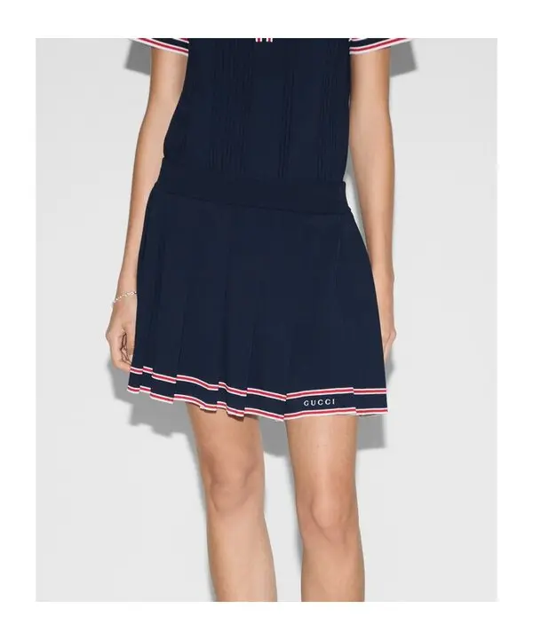 Gucci Pleated Skirt With Striped Trim