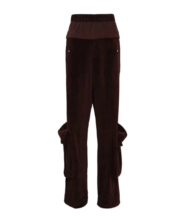 OPEN YY Rolled-waist Velvet Overalls - Brown