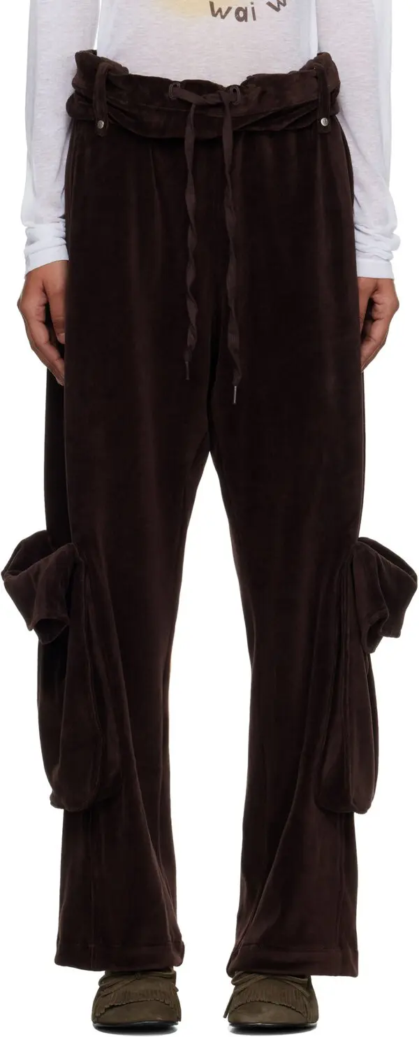 OPEN YY Rolled-waist Velvet Overalls
