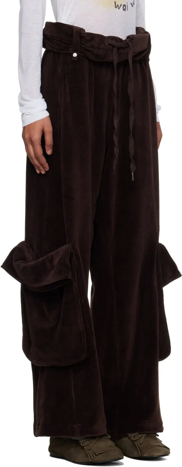 OPEN YY Rolled-waist Velvet Overalls