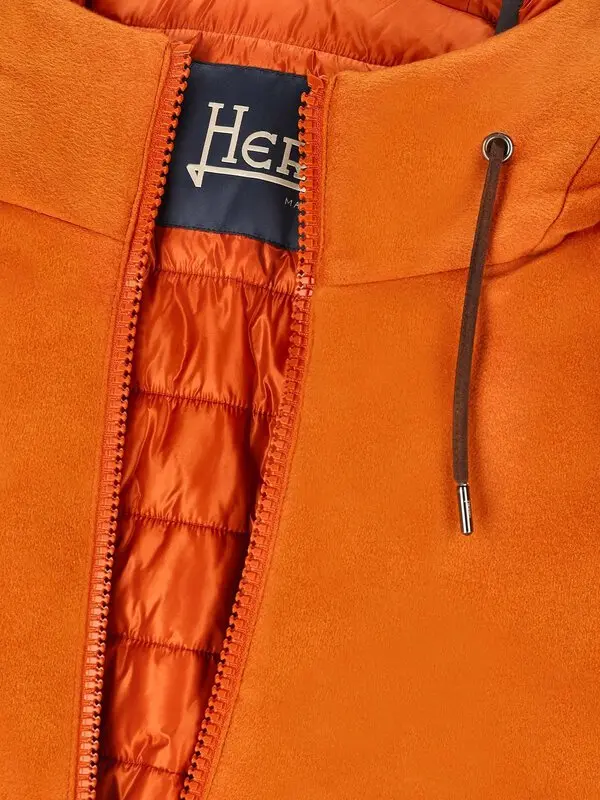 Herno Zip-up Hooded Padded Jacket - Orange