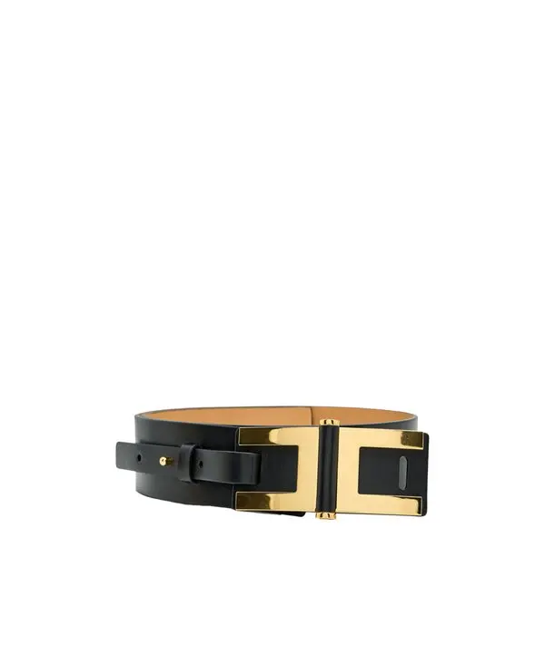 Elisabetta Franchi Logo Plaque Belt - Black