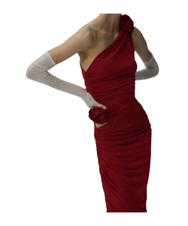 Magda Butrym One-shoulder T-shirt With Floral Embellishments