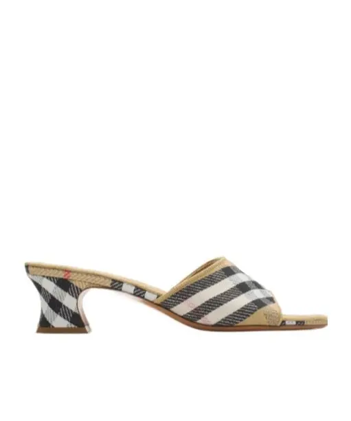 Burberry Check Sloane Mules - Sand Beige
