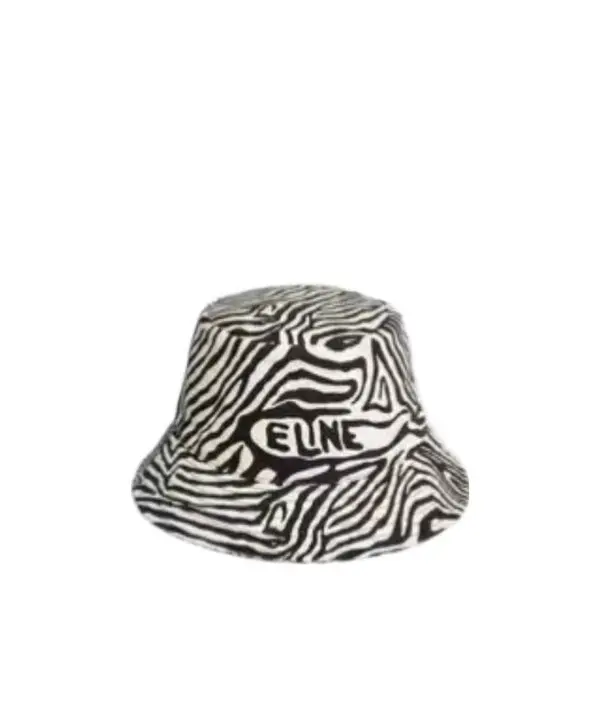 Celine Zebra-print Cotton Gabardine Bucket Hat - Gray