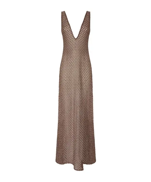 Missoni Open Knit V-neck Maxi Dress - Brown