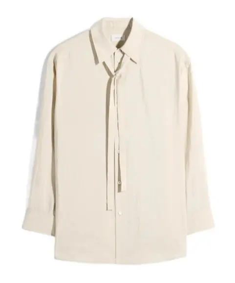 LEMAIRE Oversized Pleated Buttoned Shirt - Oat Milk