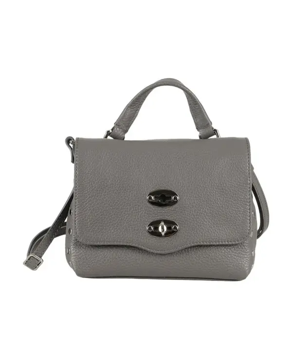 ZANELLATO Leather Crossbody Bag With Turn Lock Closure - Gray