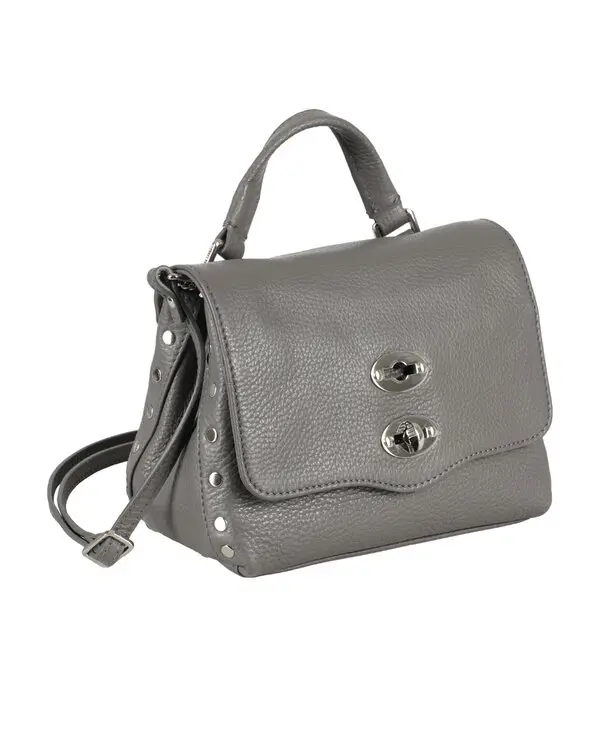ZANELLATO Leather Crossbody Bag With Turn Lock Closure - Gray