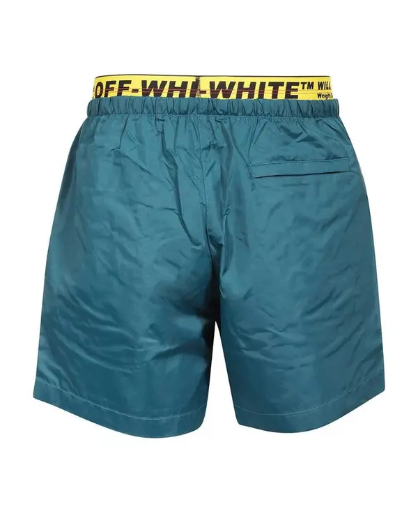 Off-White Logo Tape Swim Shorts - Blue