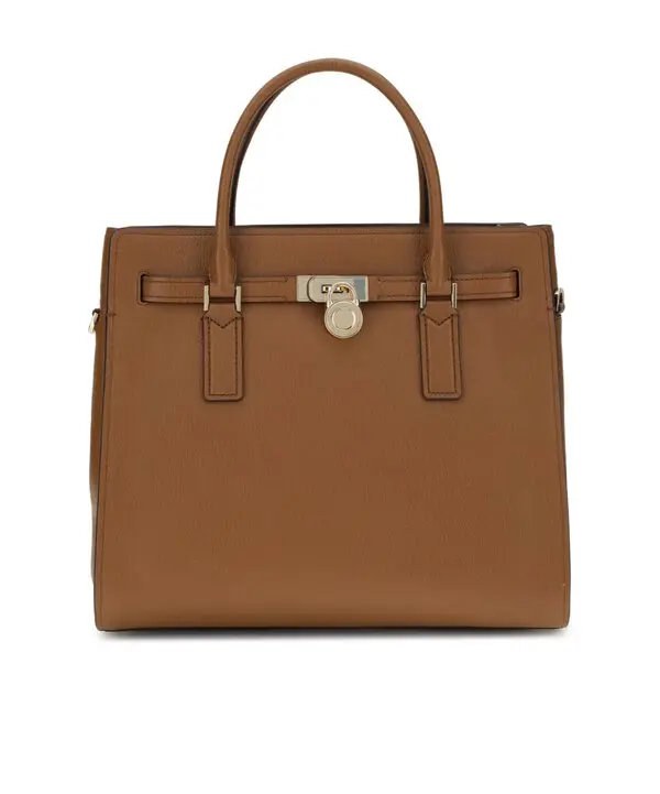 Michael Kors Lock-accent Top-handle Tote Bag - Brown