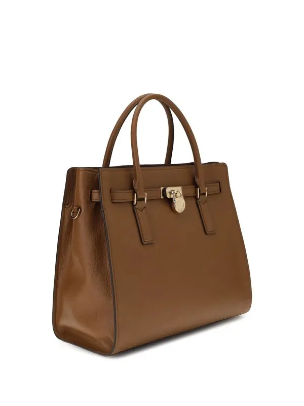 Michael Kors Lock-accent Top-handle Tote Bag - Brown