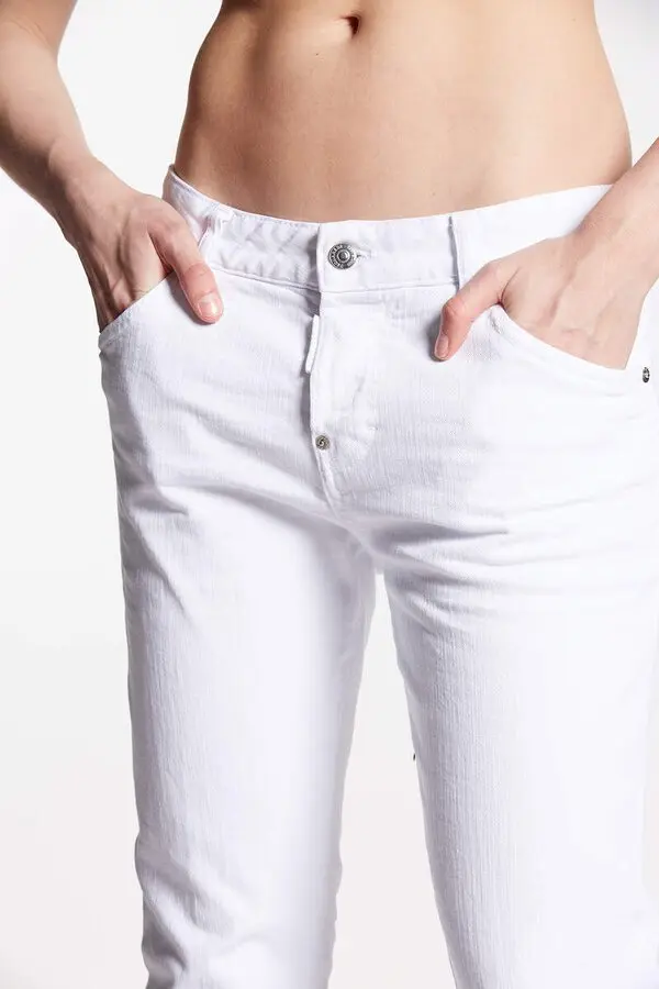 Dsquared2 White Cropped Straight-leg Jeans - Multicolor